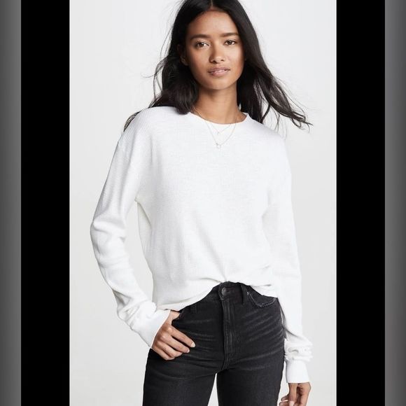Re/Done | Tops | Nwt Redone Long Sleeve Thermal Waffle Knit In Off ...
